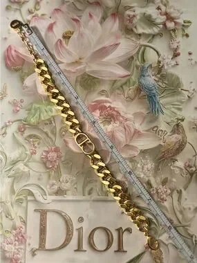 Dior | Jewelry | Christian Dior Gold Chain Bracelet With Cd Logo | Poshmark
